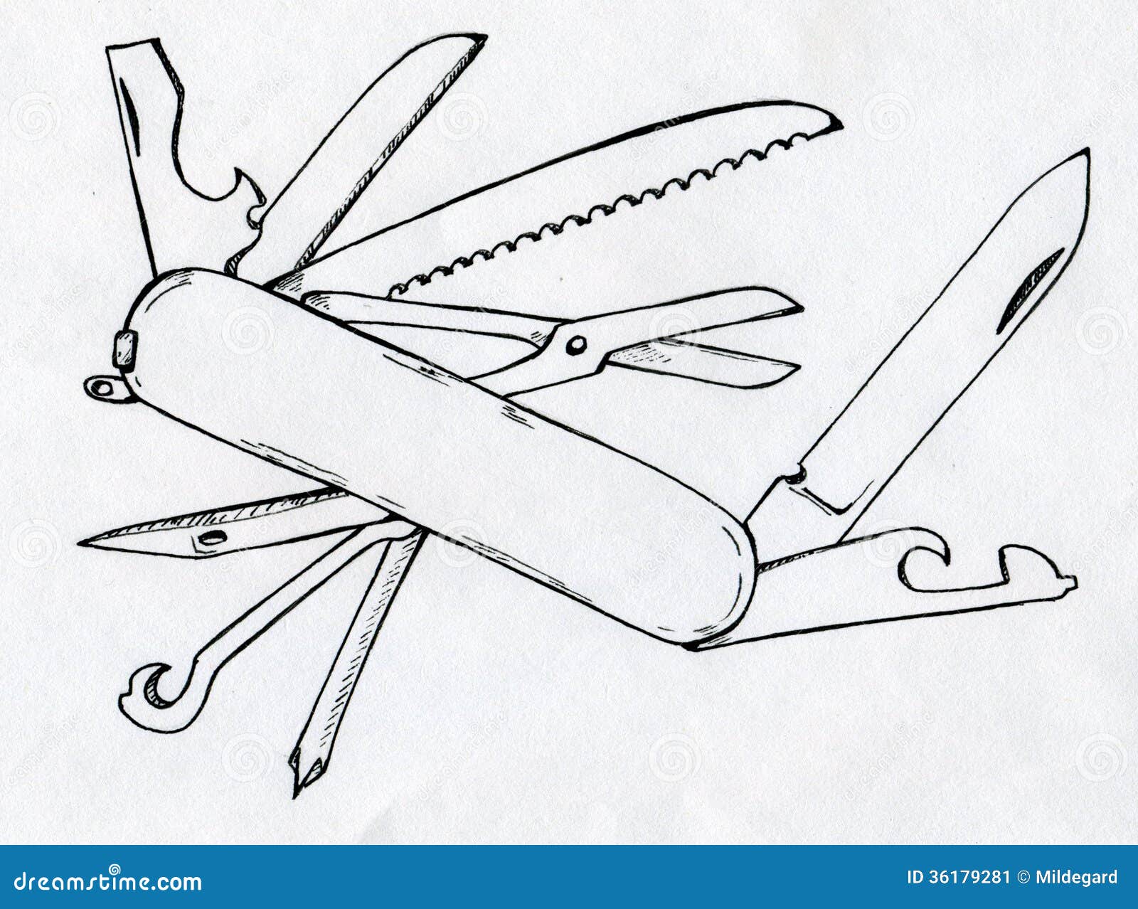 Navaja multiuso suiza stock de ilustración. Ilustración de ...