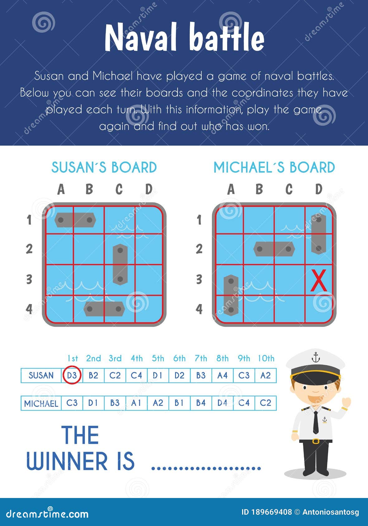 Naval Battle Educational Sheet. Primary Module For Spacial ...