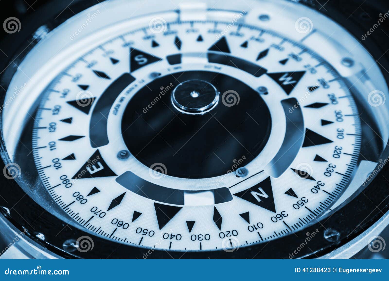 Naval Compass. Blue Toned Macro Photo Stock Image - Image of path ...