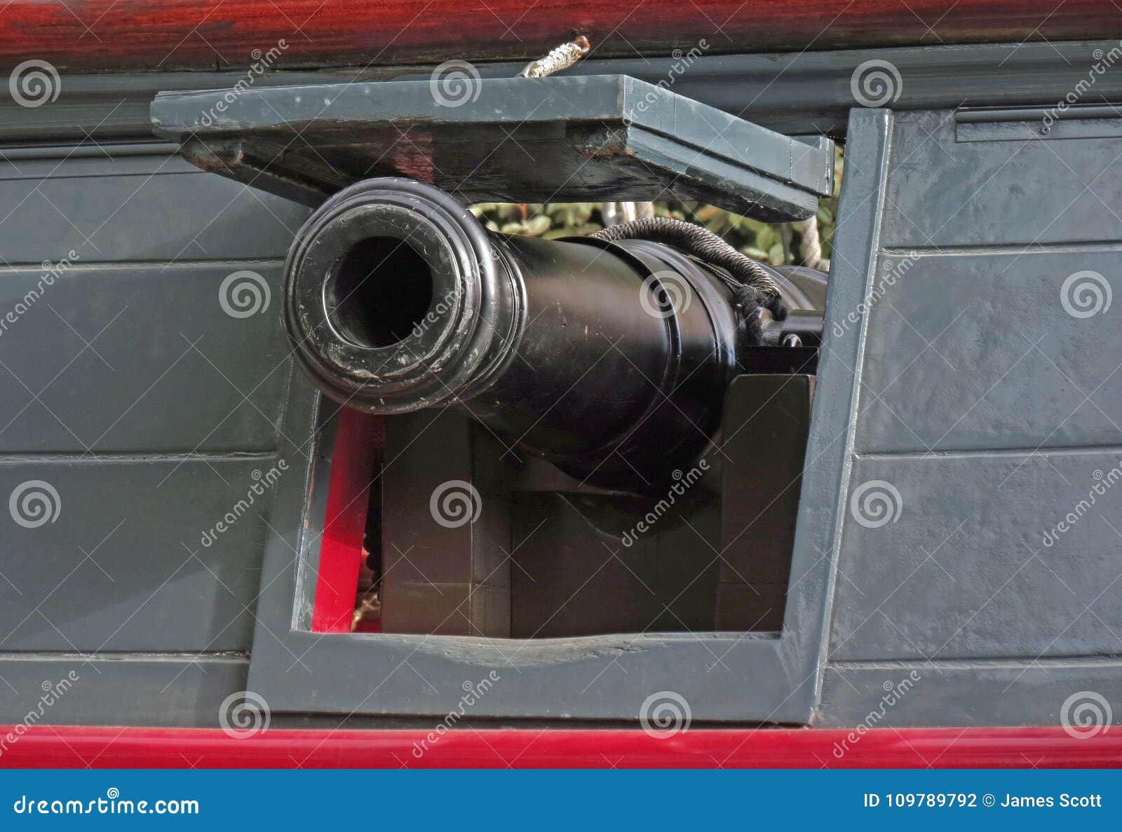 Naval Deck Gun stock photo. Image of tall, ship, cannon - 109789792