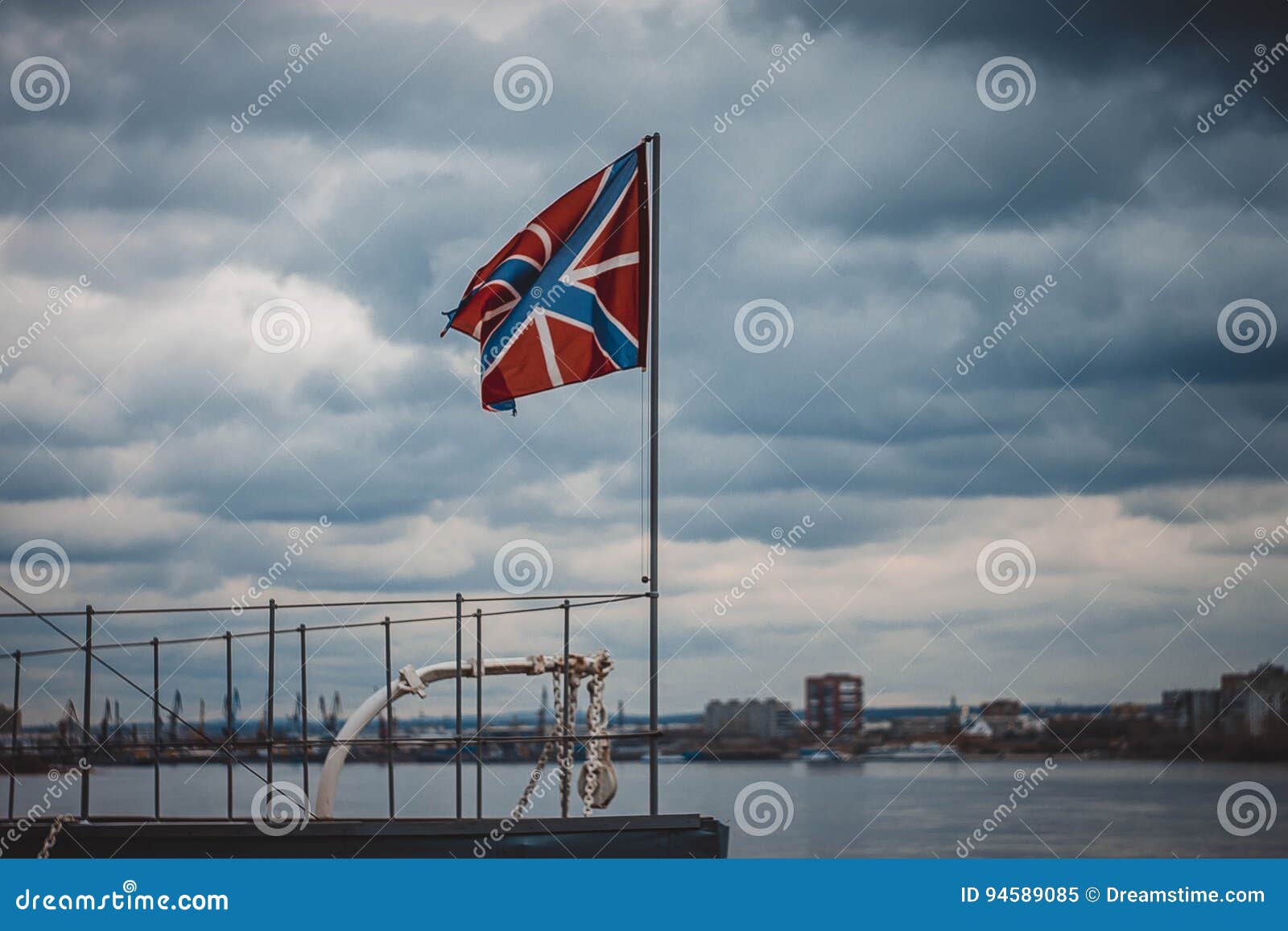Naval Flag Of The Russian Navy St. Andrew, Apple Tree On Background ...