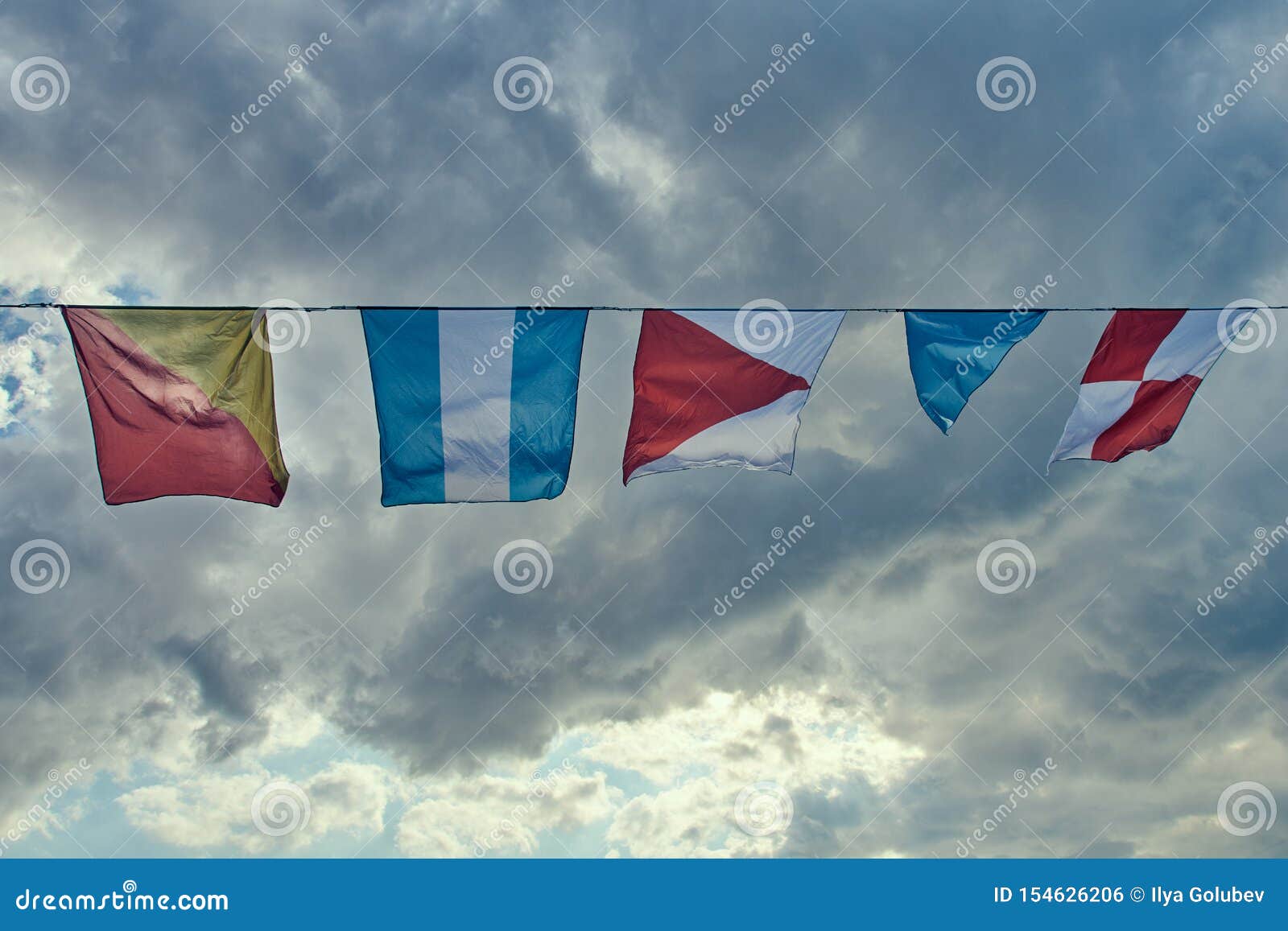 Naval Flags Fluttering in the Wind Against the Sky Stock Photo - Image ...