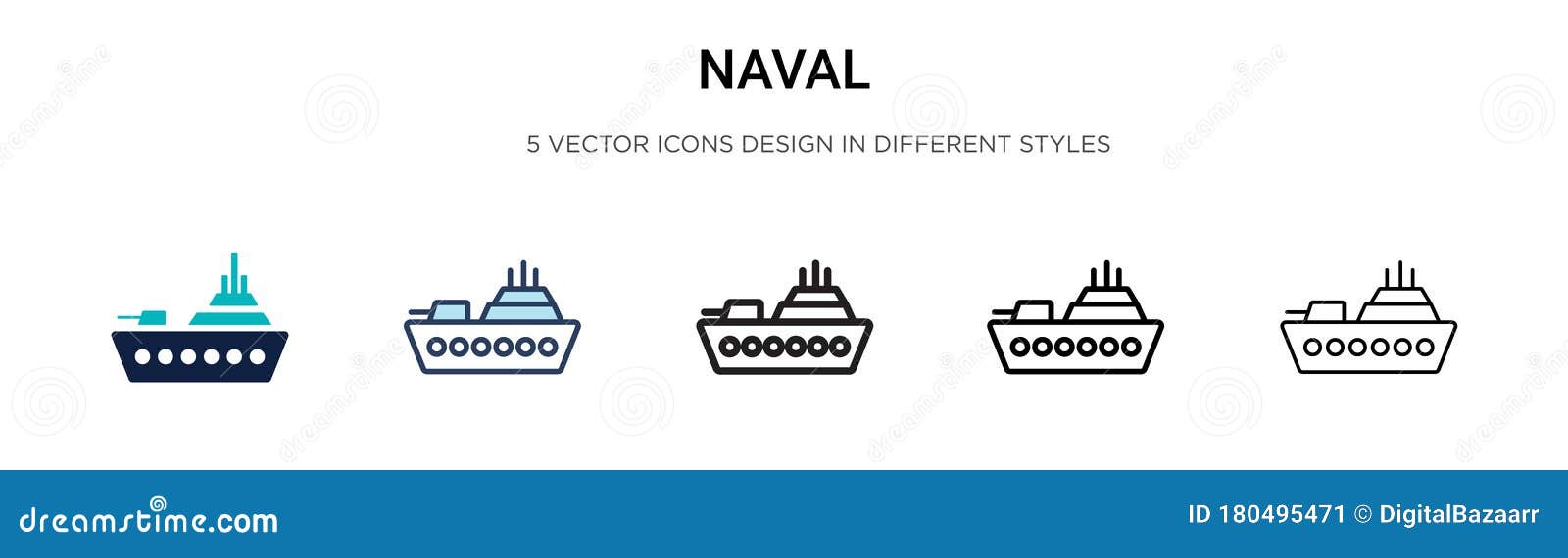 Naval Icon In Filled Thin Line Outline And Stroke Style Vector