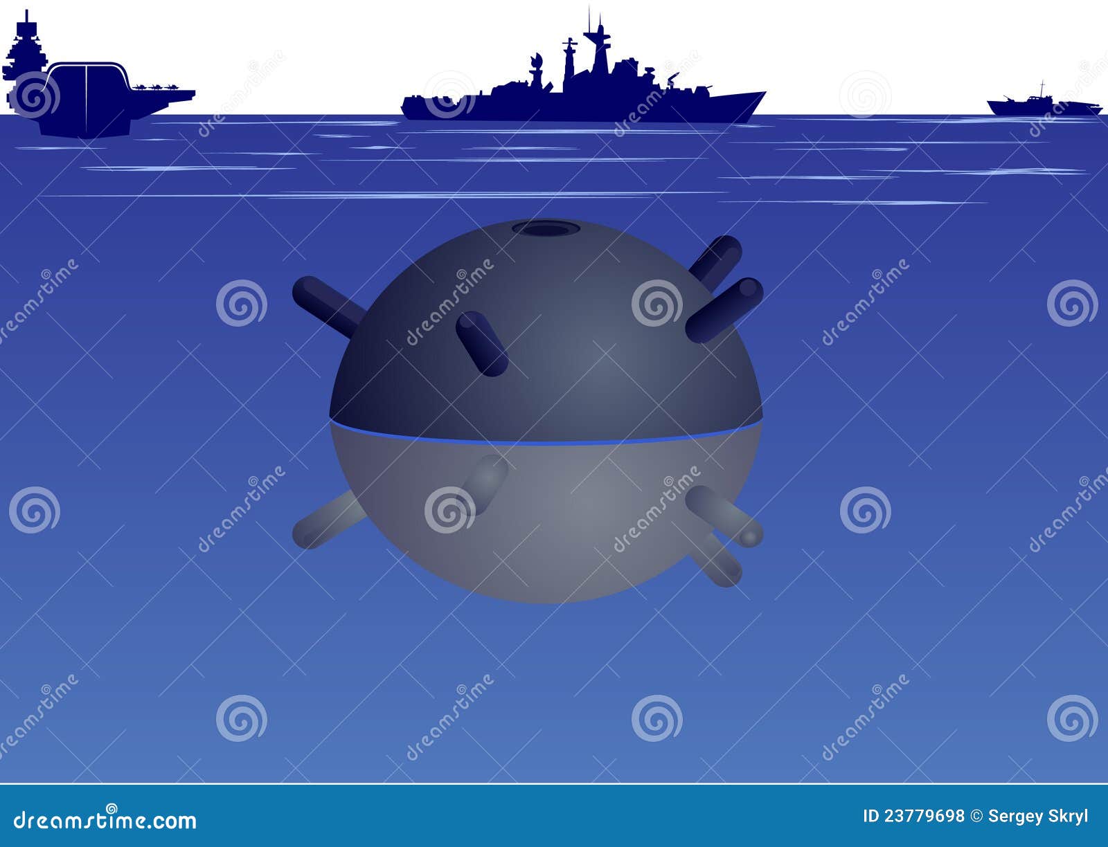 Naval mine stock vector. Illustration of background, white - 23779698
