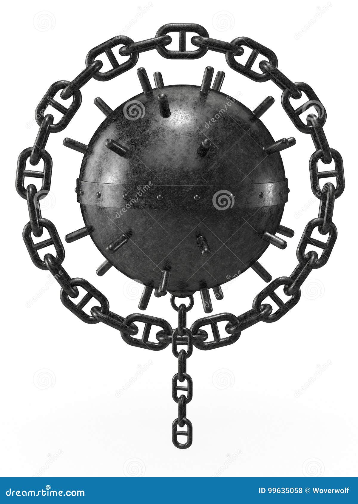 Naval Mine with Chains 3d Rendering Stock Illustration - Illustration ...