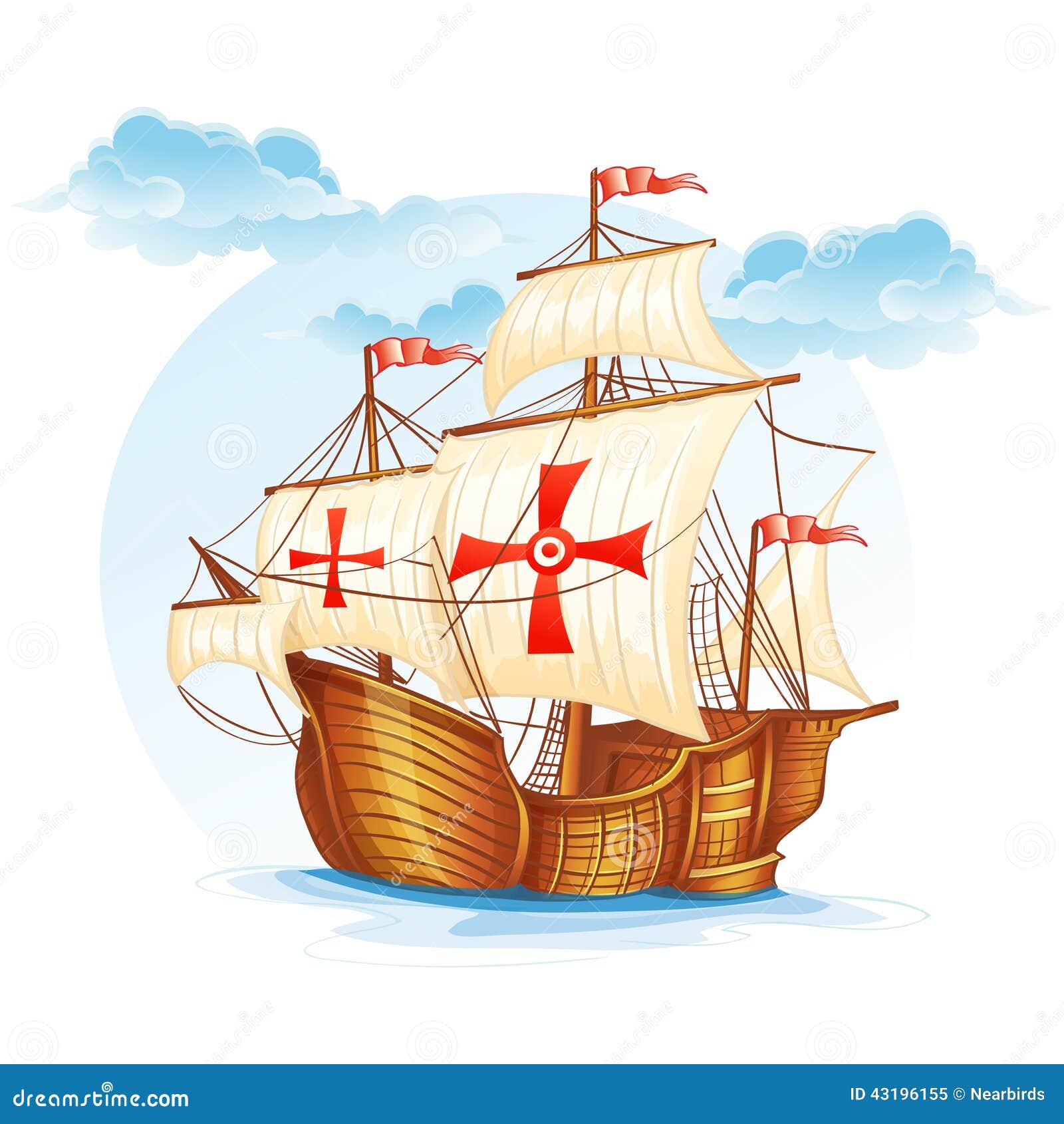 Nave Di Navigazione Della Spagna, XV Secolo Illustrazione Vettoriale ...