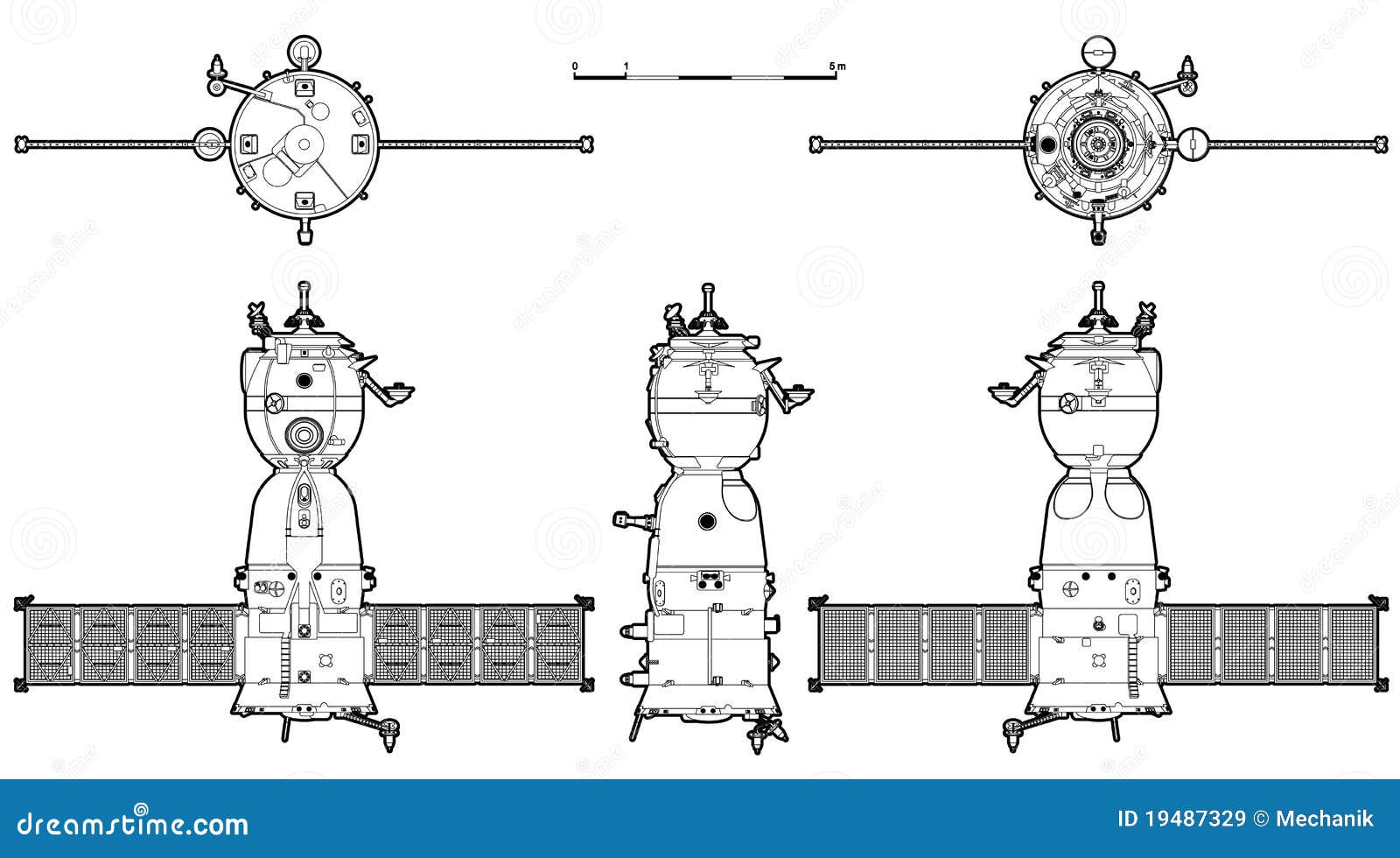 Nave espacial del vector ilustración del vector. Ilustración de vuelo ...