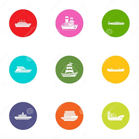 Nave icons set, flat style stock vector. Illustration of isolated ...