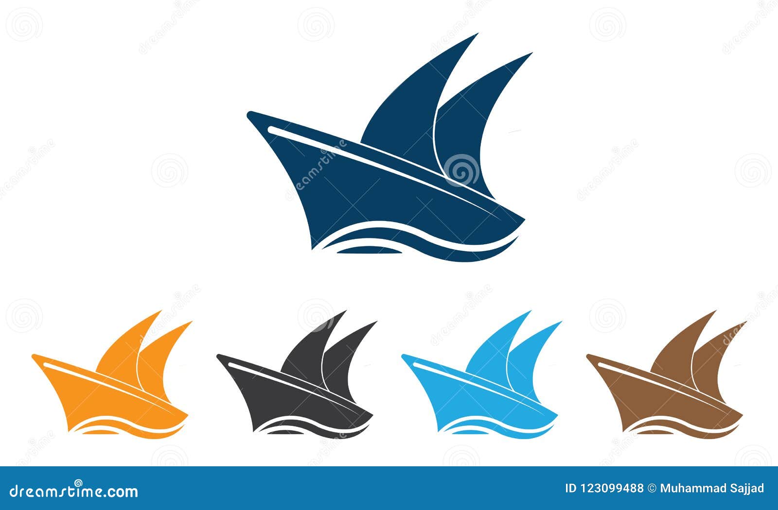 Nave Logo Template - Barca a Vela Logo Template Della Raccolta - Oceano ...