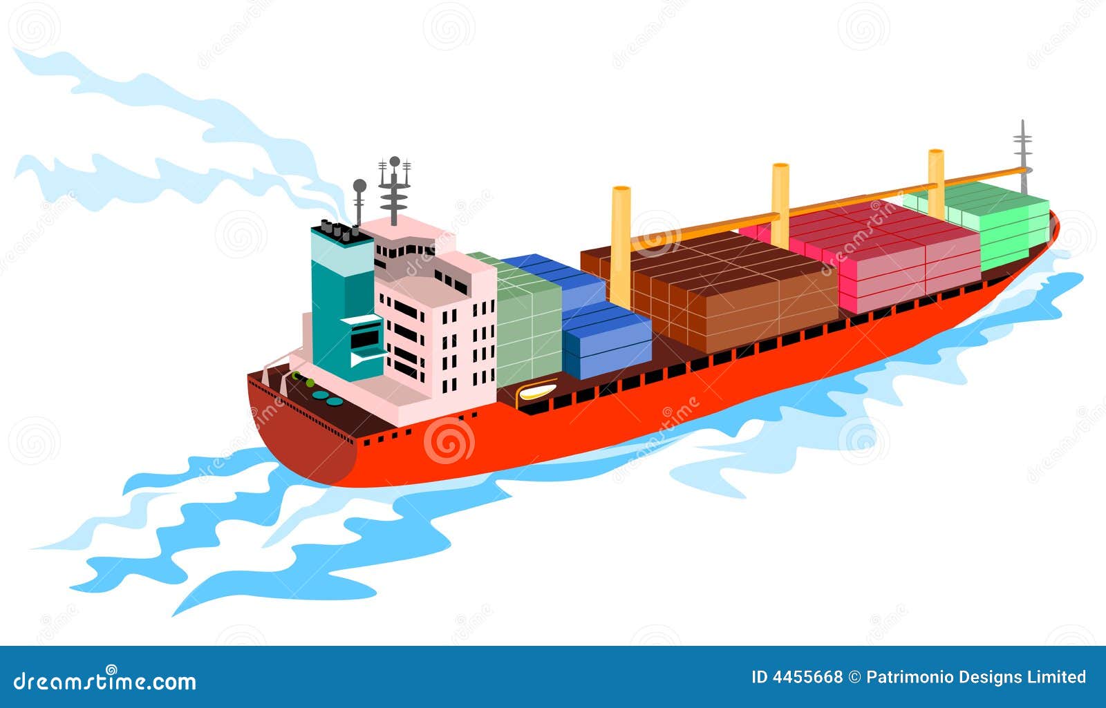 Nave Porta-container Su Bianco Illustrazione Vettoriale - Illustrazione ...