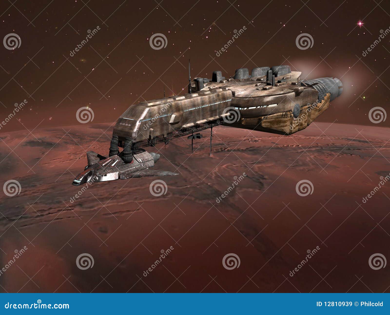 Nave spaziale sopra Marte illustrazione di stock. Illustrazione di ...