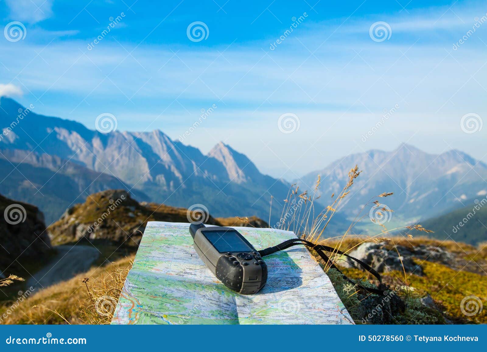 Navigate with GPS in the Mountain Stock Photo - Image of electronic ...