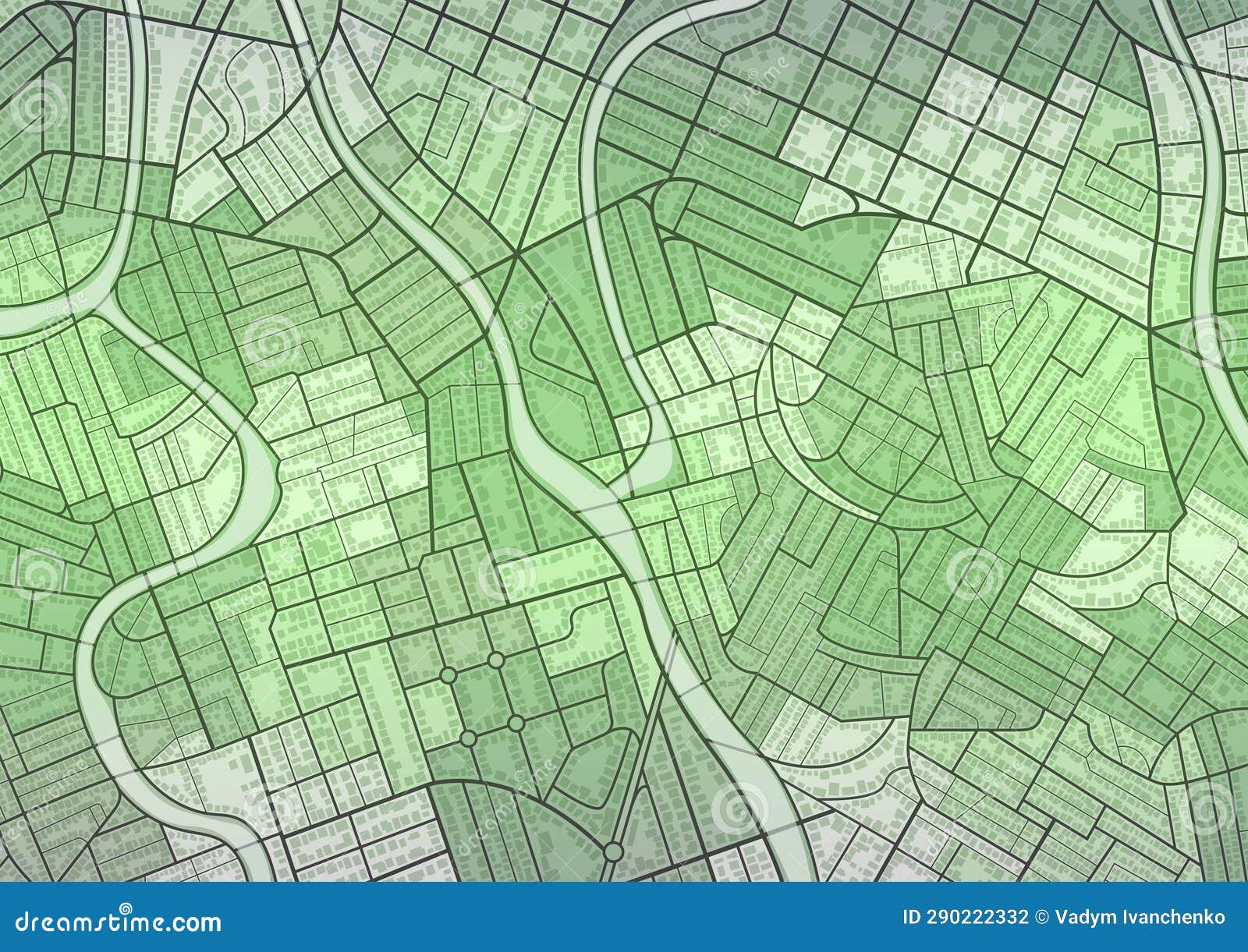 Navigate Mapping Technology for Distance Data, Path Turns. Abstract Map with Unique Lines ...