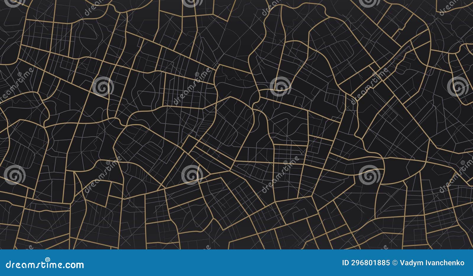 Navigate Mapping Technology for Distance Data, Path Turns. Abstract Map with Unique Lines ...