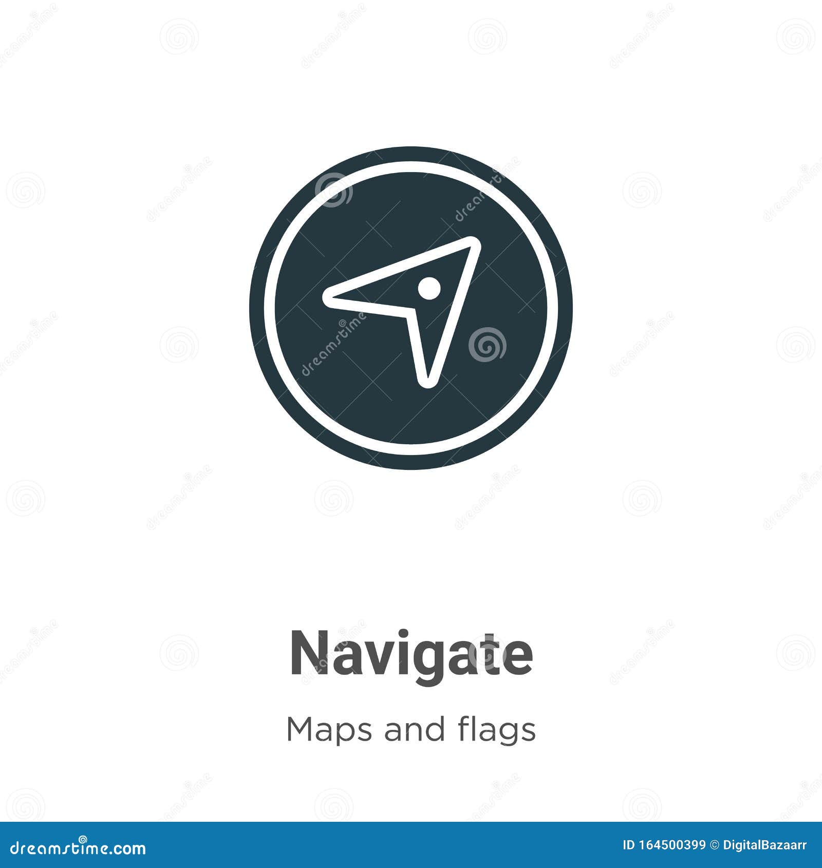 Navigate Vector Icon on White Background. Flat Vector Navigate Icon ...