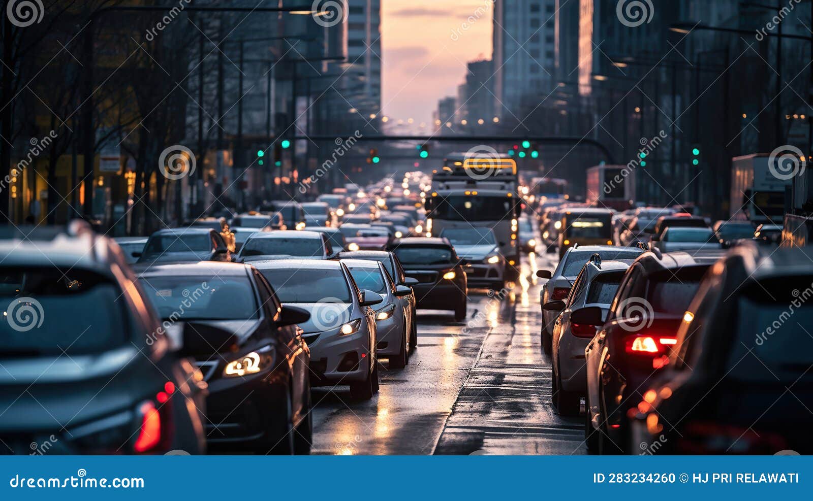 Navigating the Chaos of Rush Hour Traffic. Generative Ai Stock ...