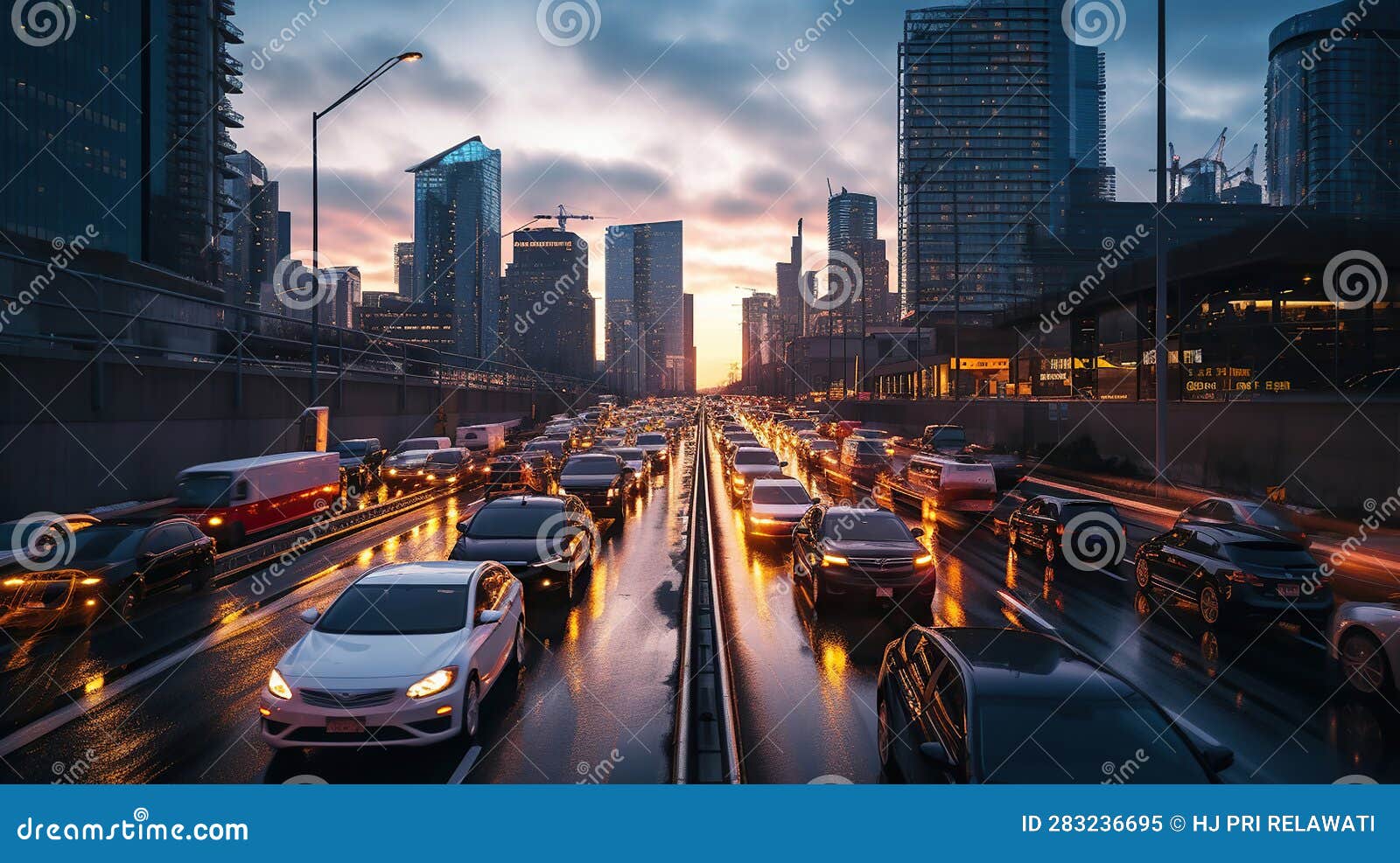 Navigating The Chaos Of Rush Hour Traffic. Generative Ai Royalty-Free Stock Photography ...