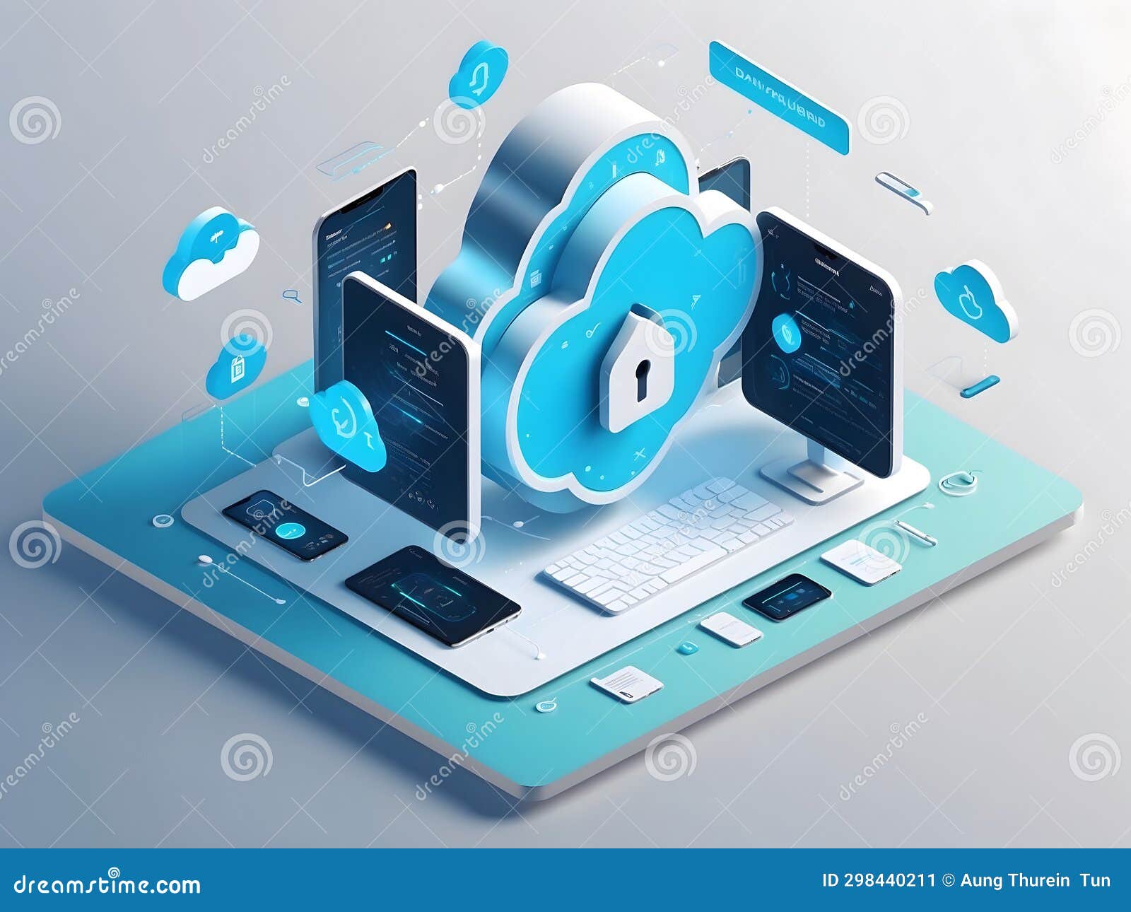 Navigating the Cloud Computing and Storage Stock Illustration ...