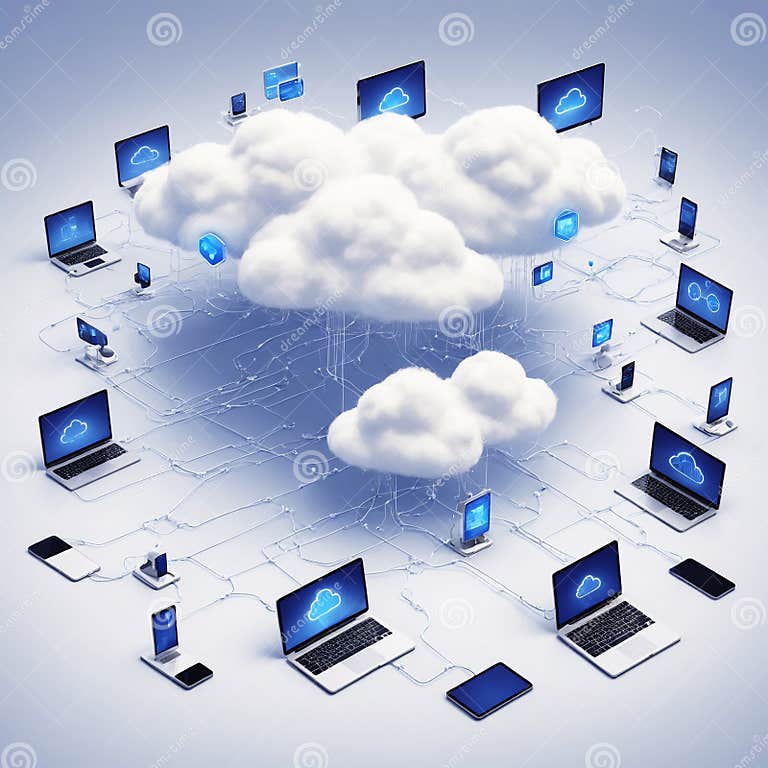 Navigating the Cloud: Unveiling the Future of Computing. Stock Illustration - Illustration of ...