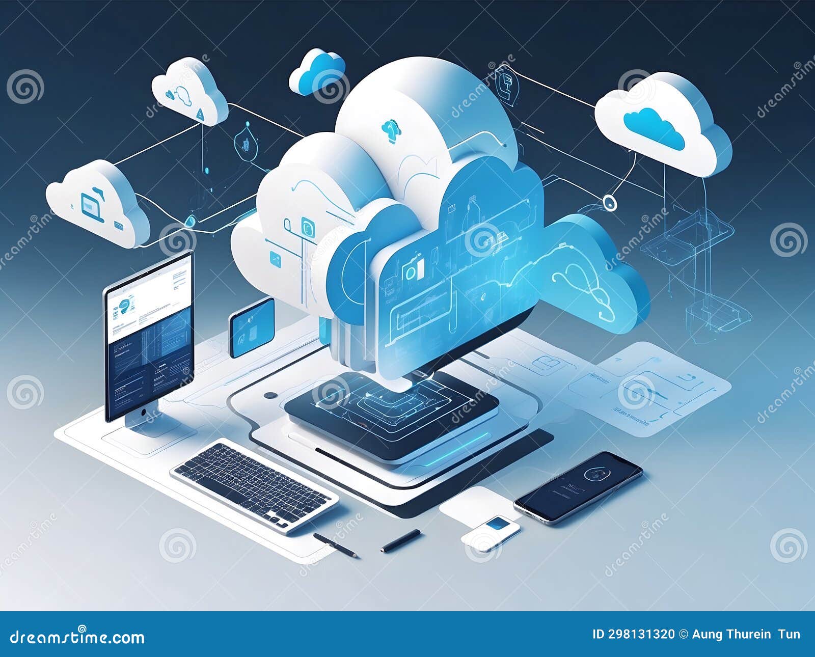 Navigating the Digital Cloud Storage Landscape Stock Illustration ...