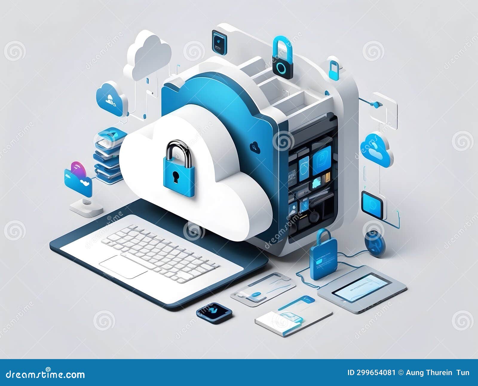 Navigating the Remote Data Storage in Future Stock Illustration ... Navigating the Remote Data Storage in Future Stock Illustration ...