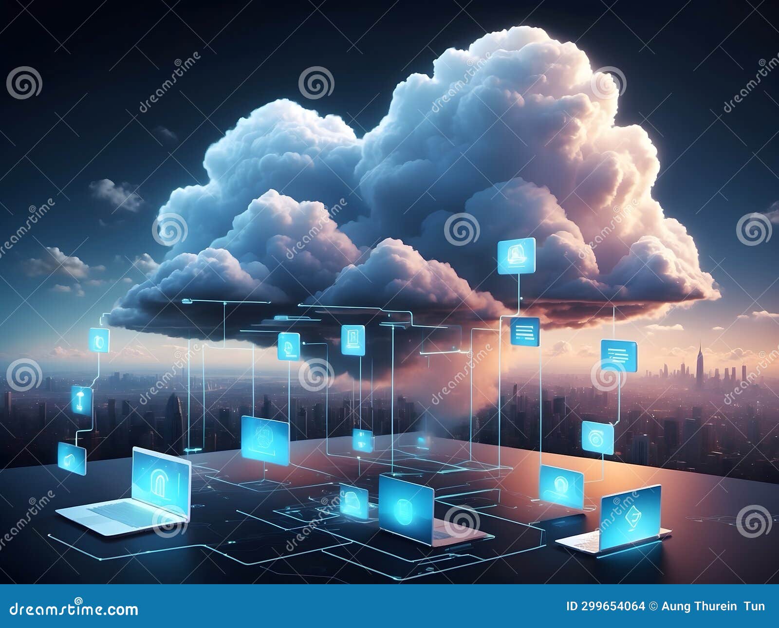 Navigating the Remote Data Storage in Future Stock Illustration ...