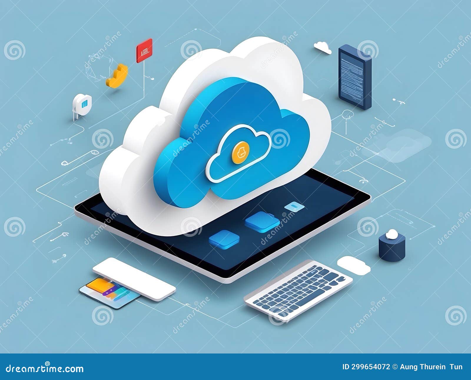 Navigating the Remote Data Storage in Future Stock Illustration ...