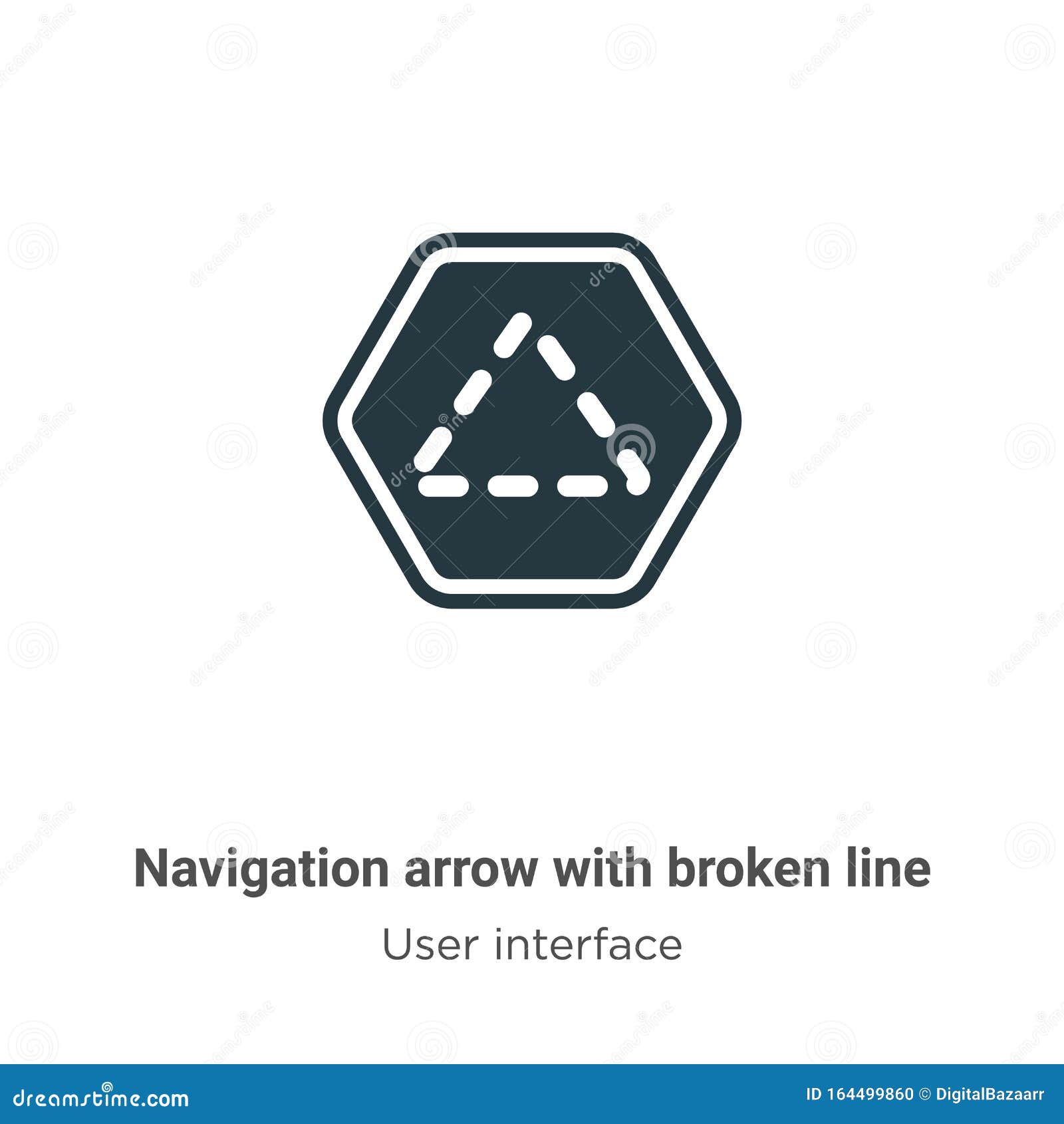 Navigation Arrow With Broken Line Vector Icon On White Background. Flat ...