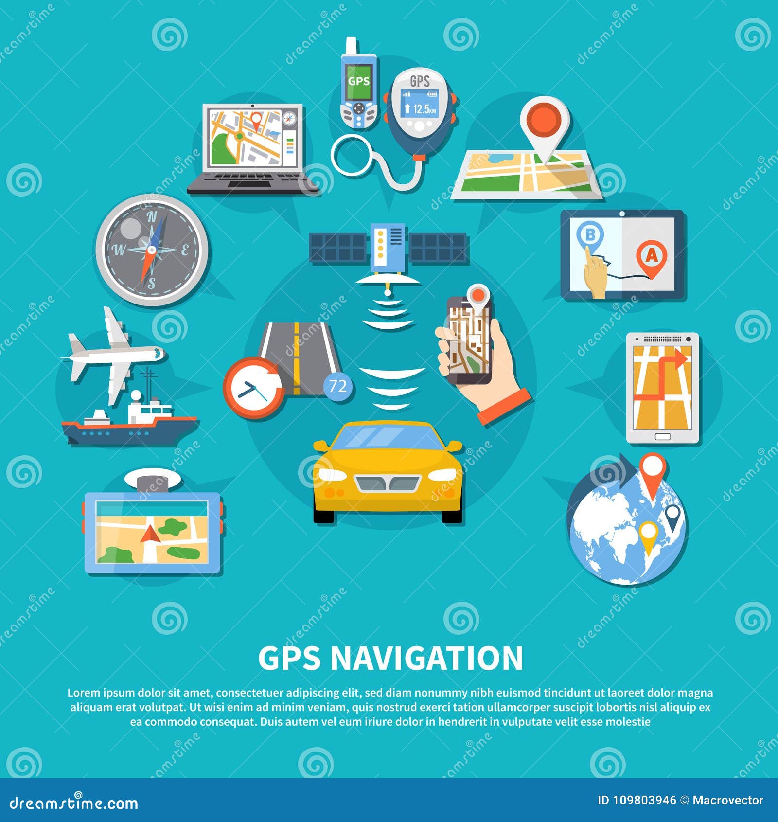 GPS Navigation System Background Stock Vector - Illustration of mobile ...