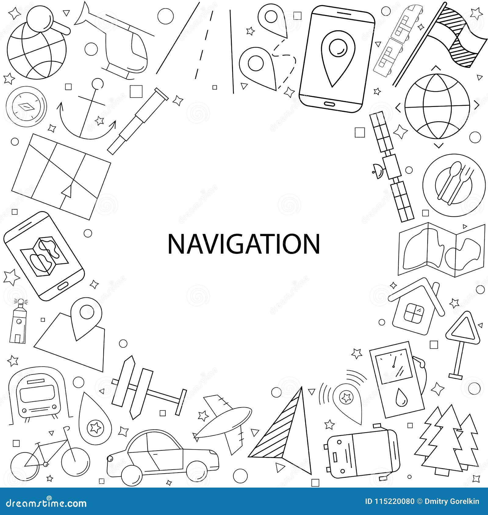 Navigation Background From Line Icon Stock Vector - Illustration of ...