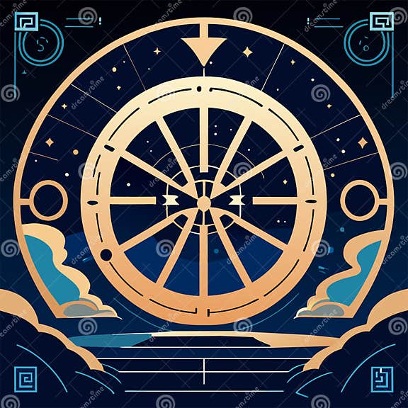 Navigation Banner with Compass. Vector Illustration in Flat Linear ...