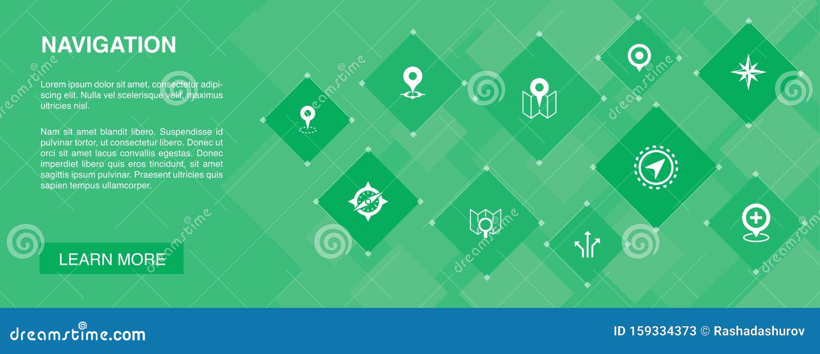 Navigation Banner 10 Icons Concept Stock Vector - Illustration of ...