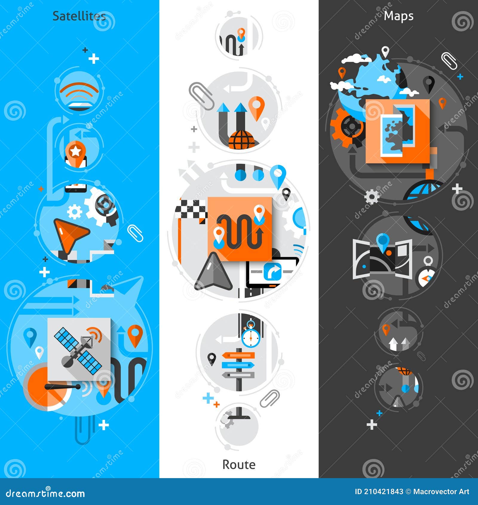 Navigation Banner Set stock vector. Illustration of direction - 210421843