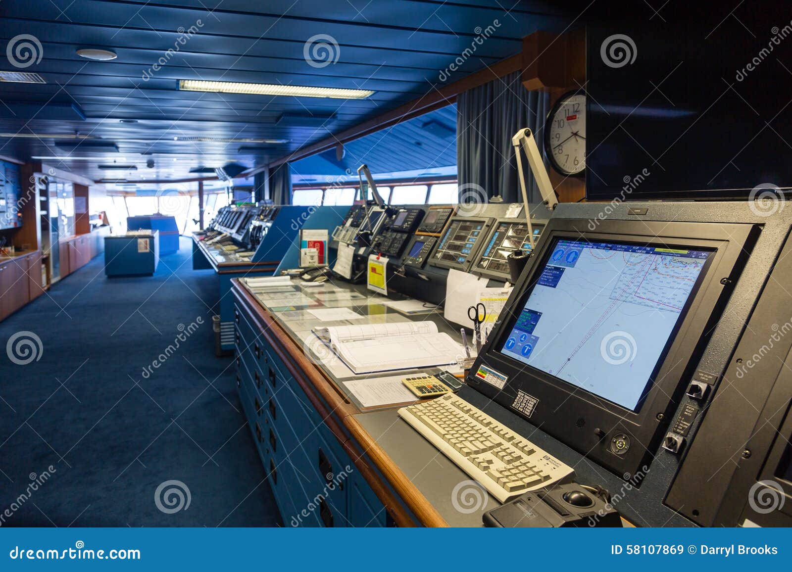 Navigation Bridge on Cruise Ship Editorial Stock Image - Image of room ...