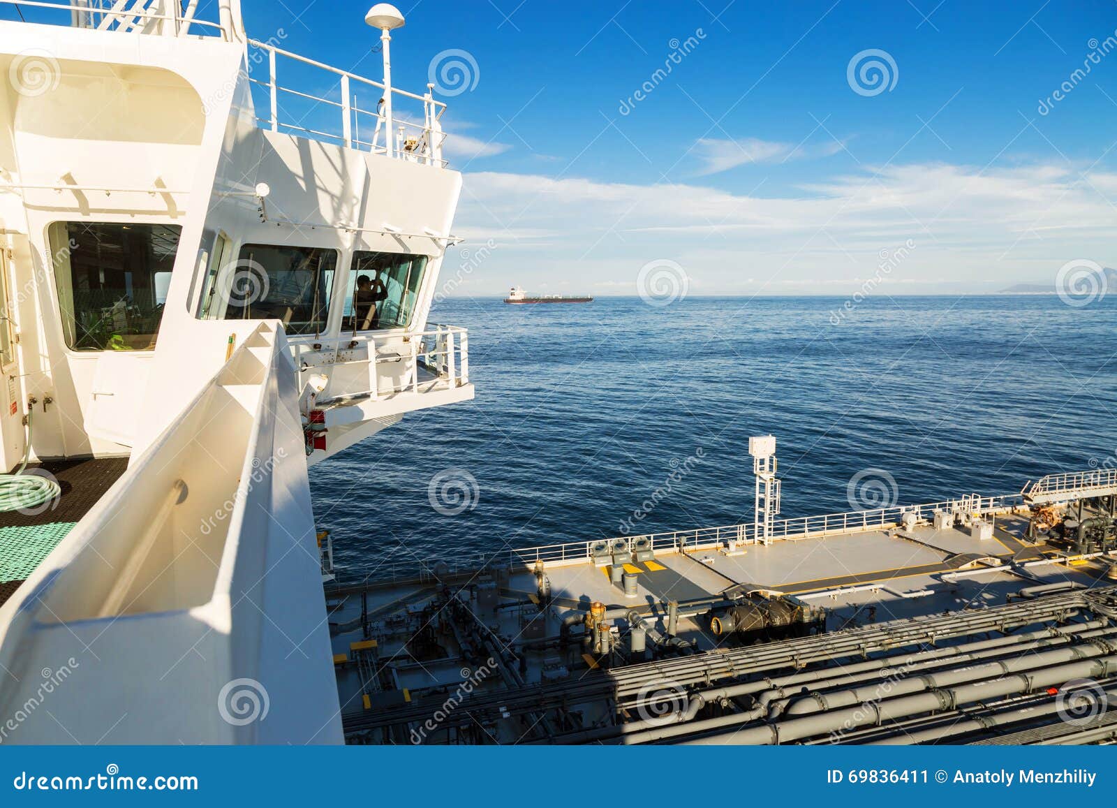 Navigation Bridge and Deck of a Tanker Stock Image - Image of citadel ...