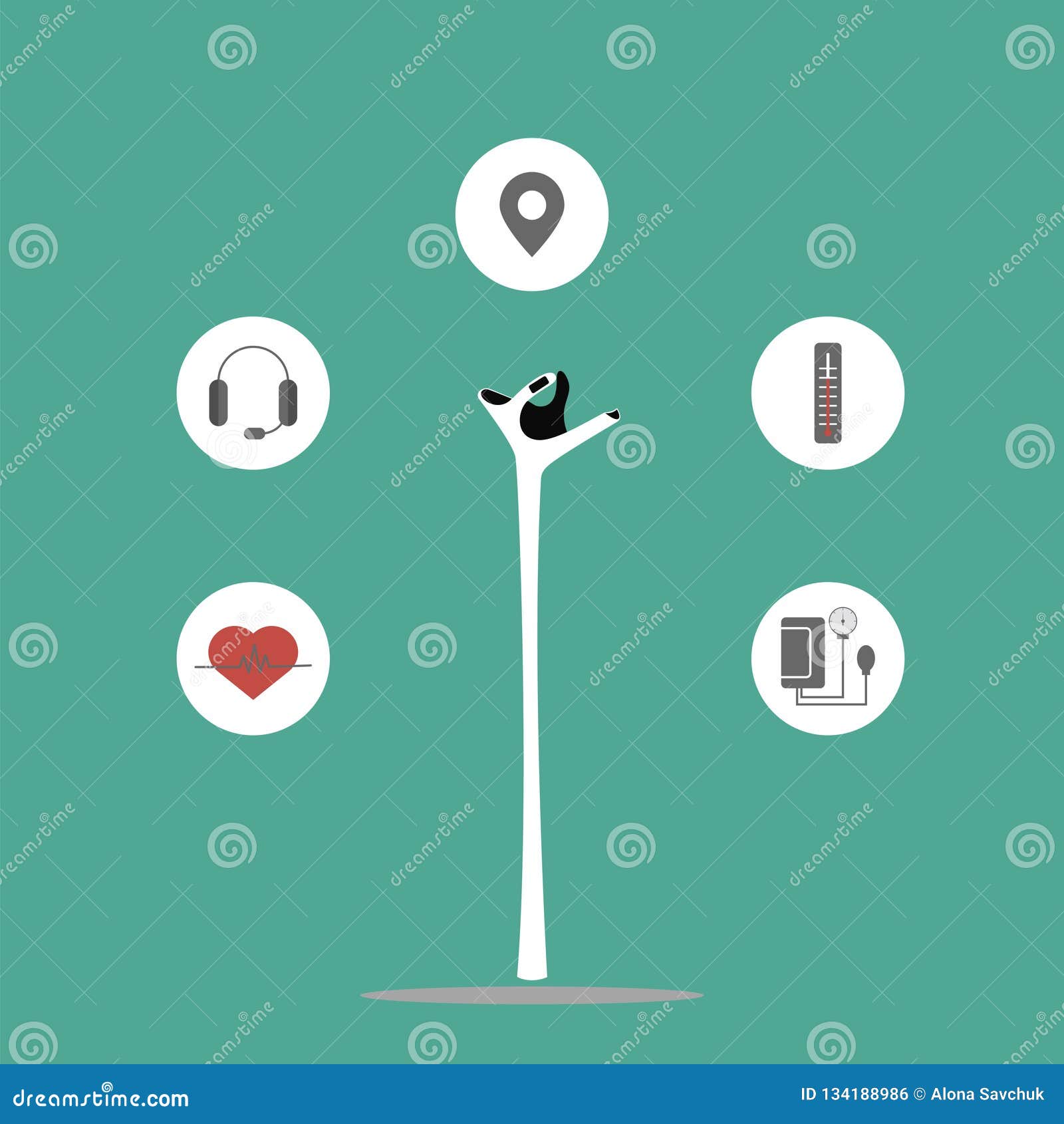 Navigation cane with gps stock vector. Illustration of stick - 134188986