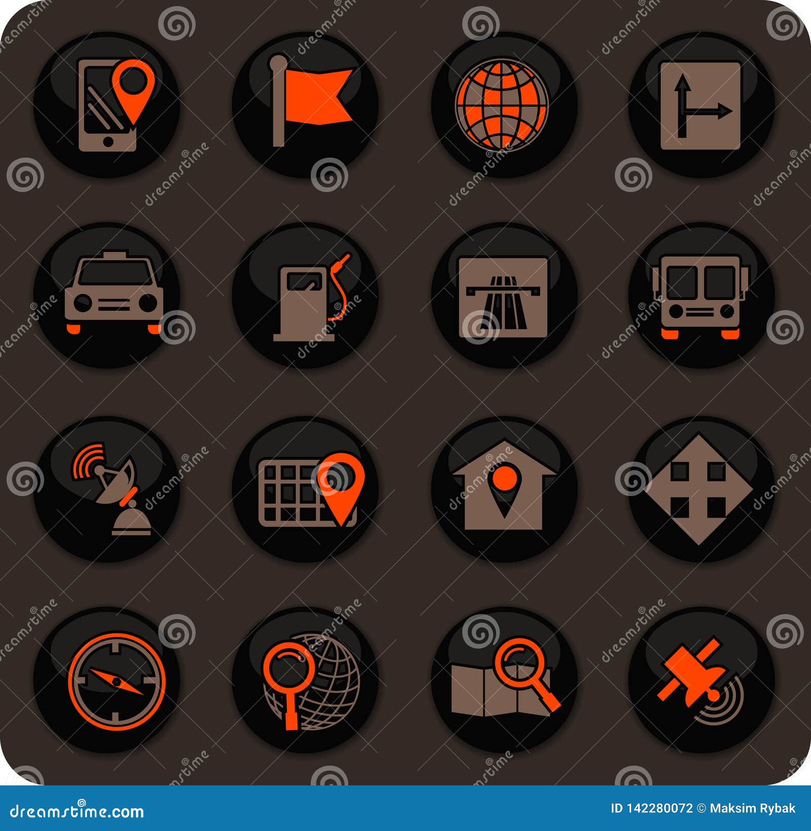 Navigation icon set stock vector. Illustration of point - 142280072