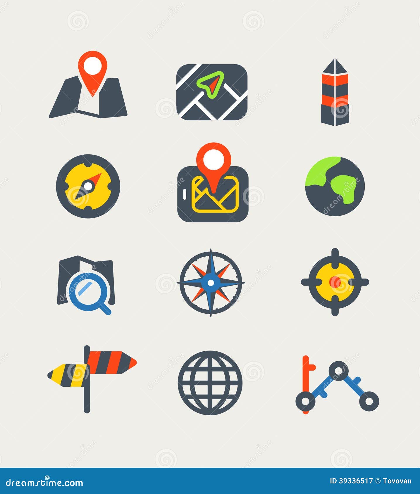Navigation Color Web Icons Collection Stock Vector - Illustration of ...