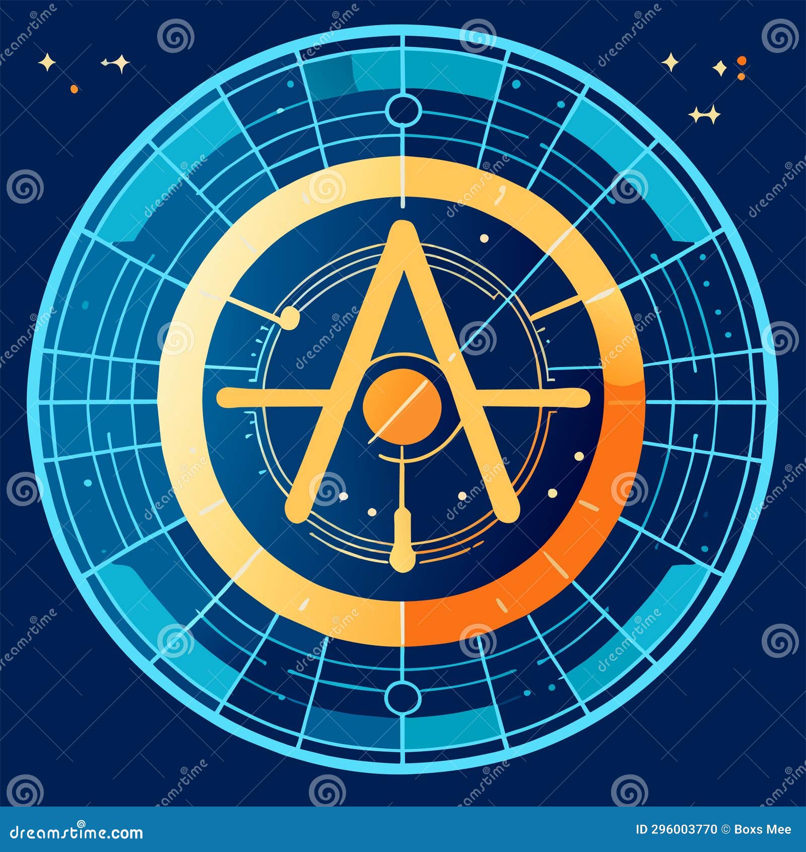 Navigation Compass on Blue Background. Vector Illustration in Flat ...