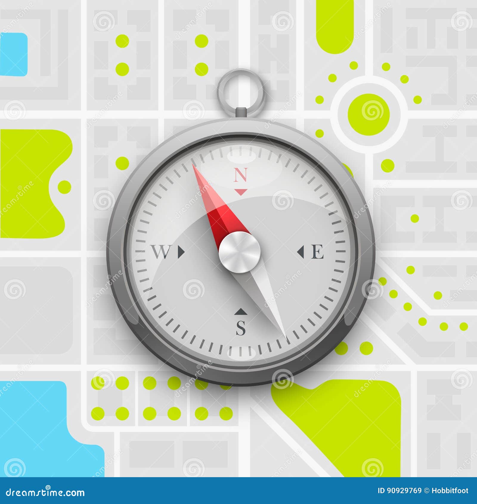 Navigation Compass on the City Map. Vector Illustration Stock Vector ...