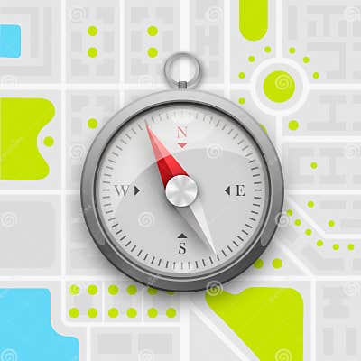 Navigation Compass on the City Map. Vector Illustration Stock Vector ...