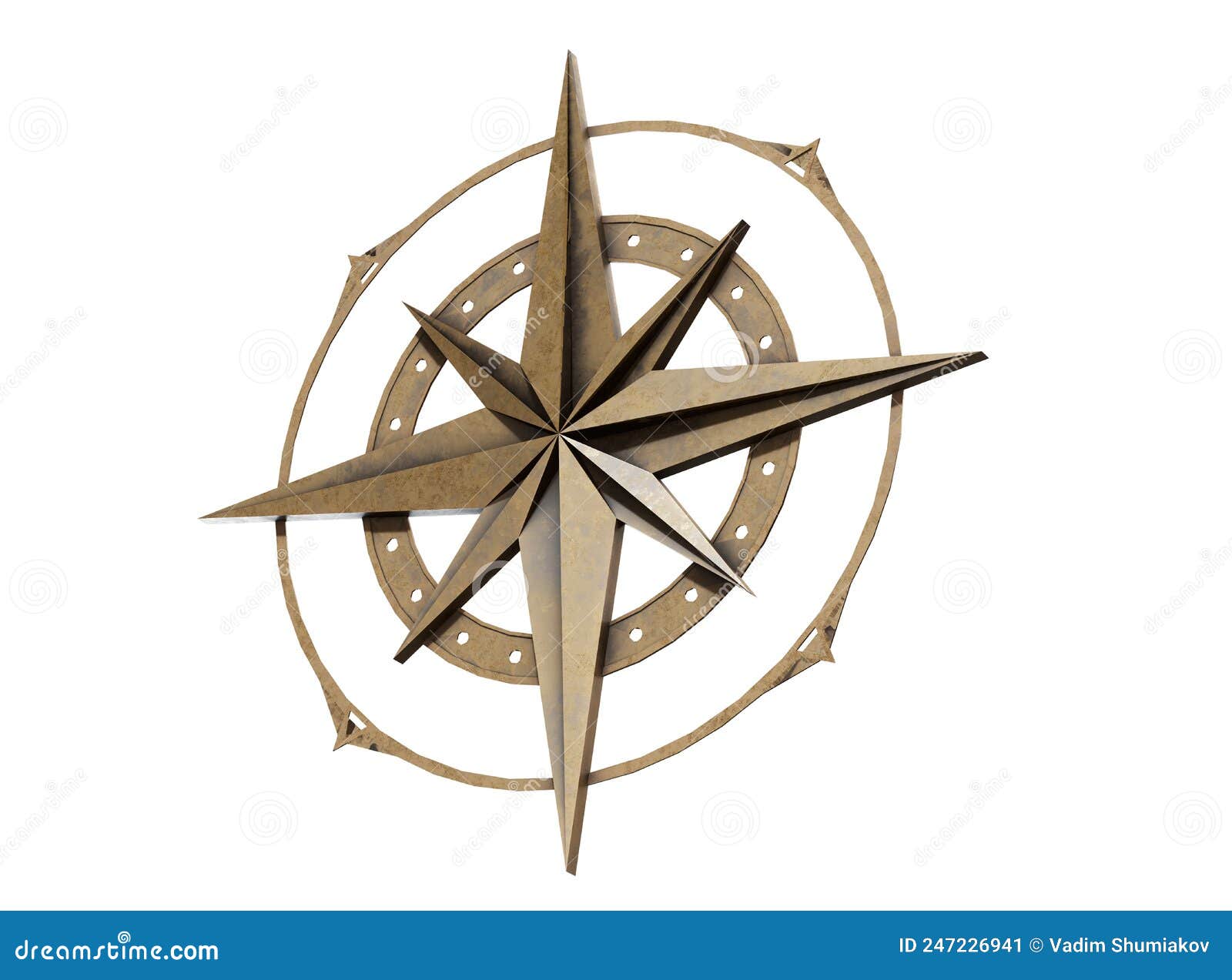 Navigation Compass, 3D Render on White Stock Illustration ...