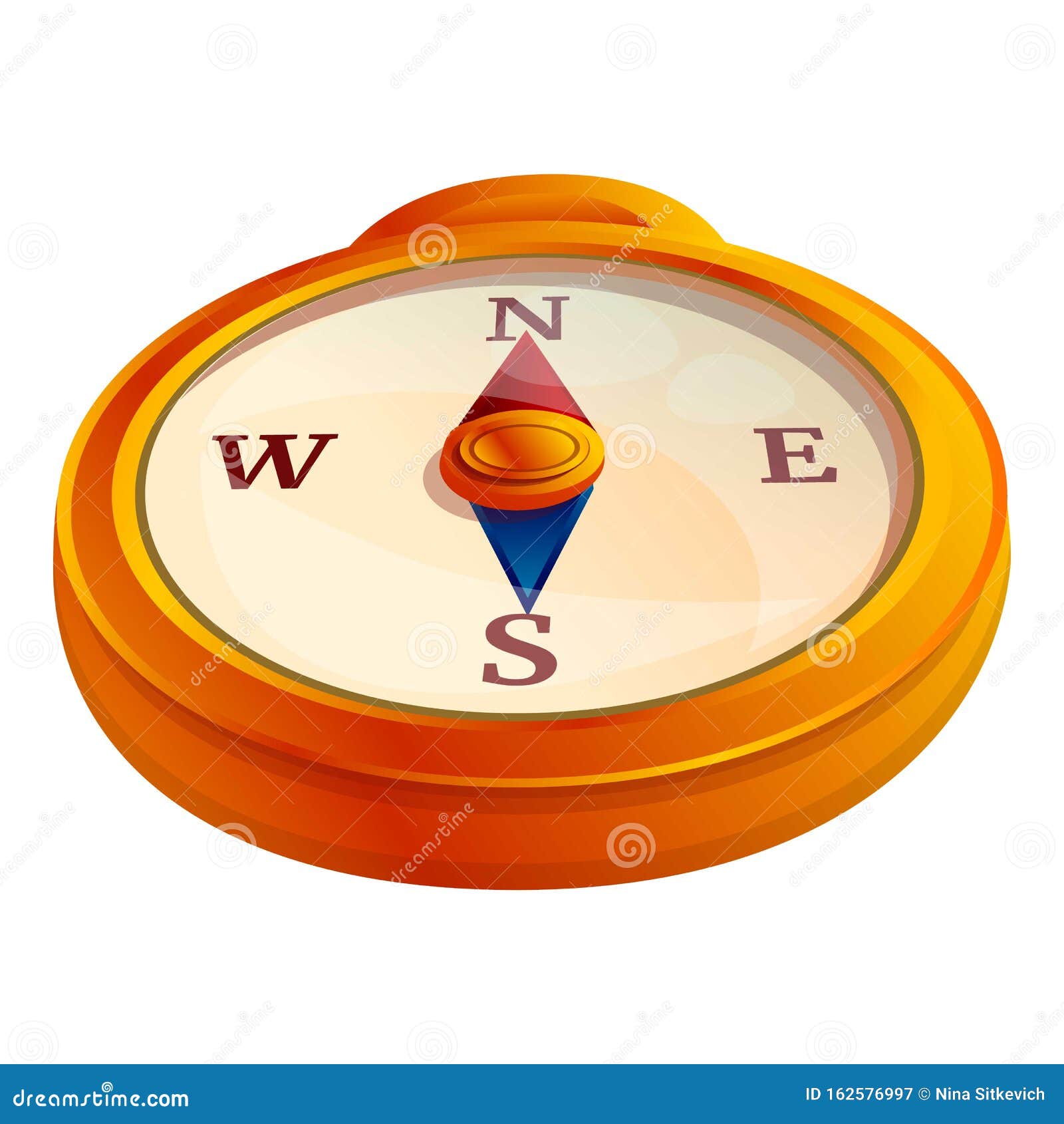 Navigation Compass Icon, Cartoon Style Stock Vector - Illustration of ...
