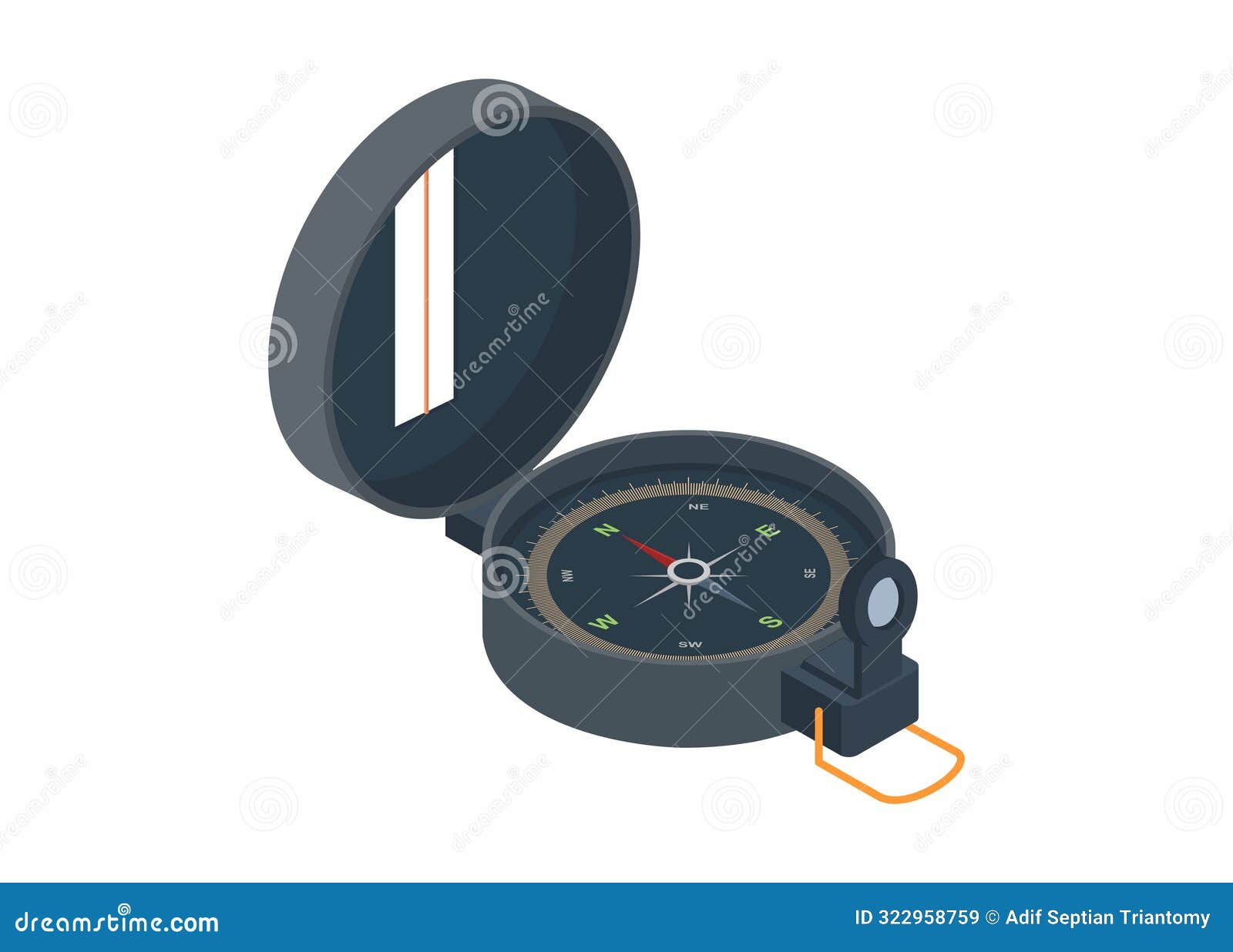 Navigation Compass in Isometric View. Simple Flat Illustration. Stock ...