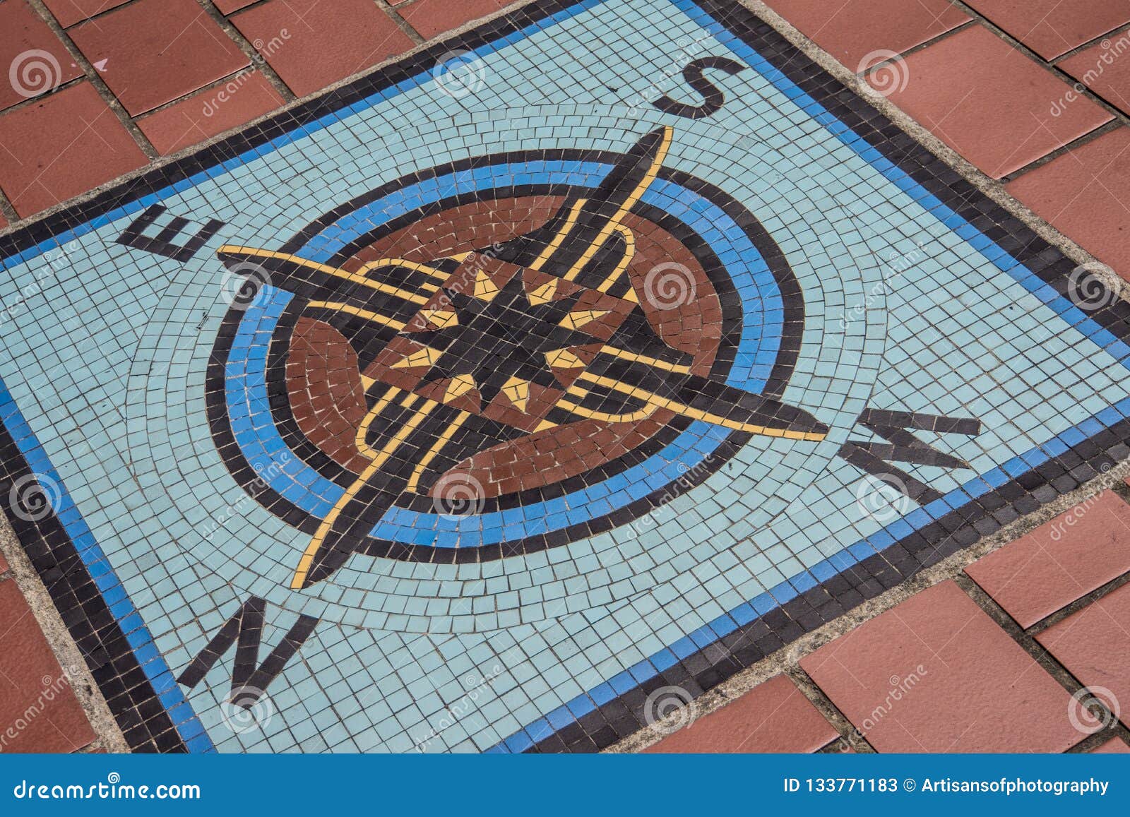Navigation Compass Mosaic on the Ground Stock Image - Image of ...