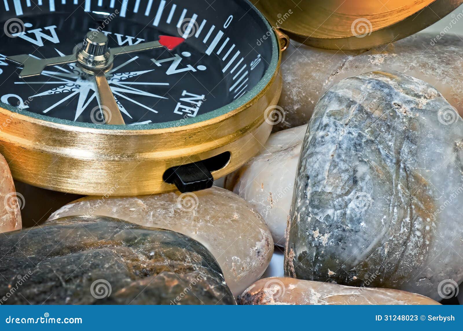 Navigation Compass on Stone Pebbles Stock Image - Image of historic ...