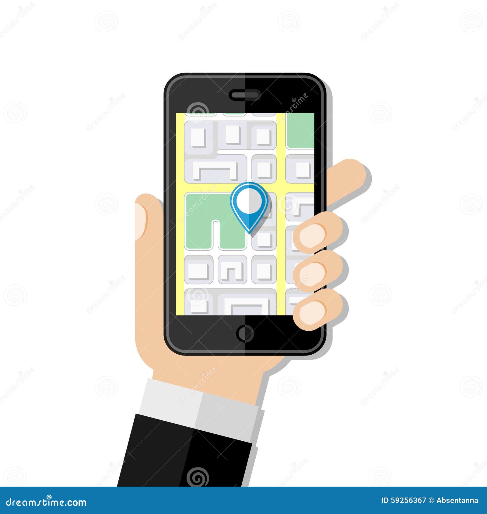 Navigation Concept. Flat Design Stock Vector - Illustration of city ...