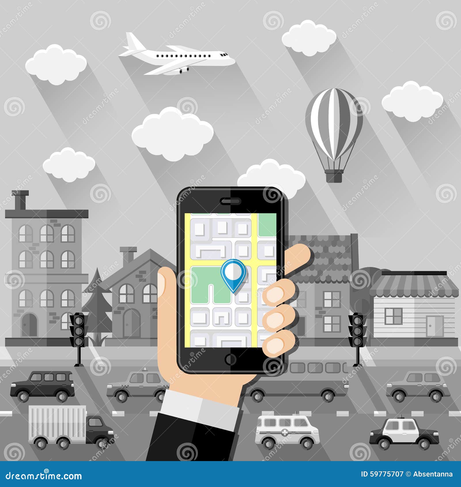 Navigation Concept. Flat Design Stock Vector - Illustration of concept ...