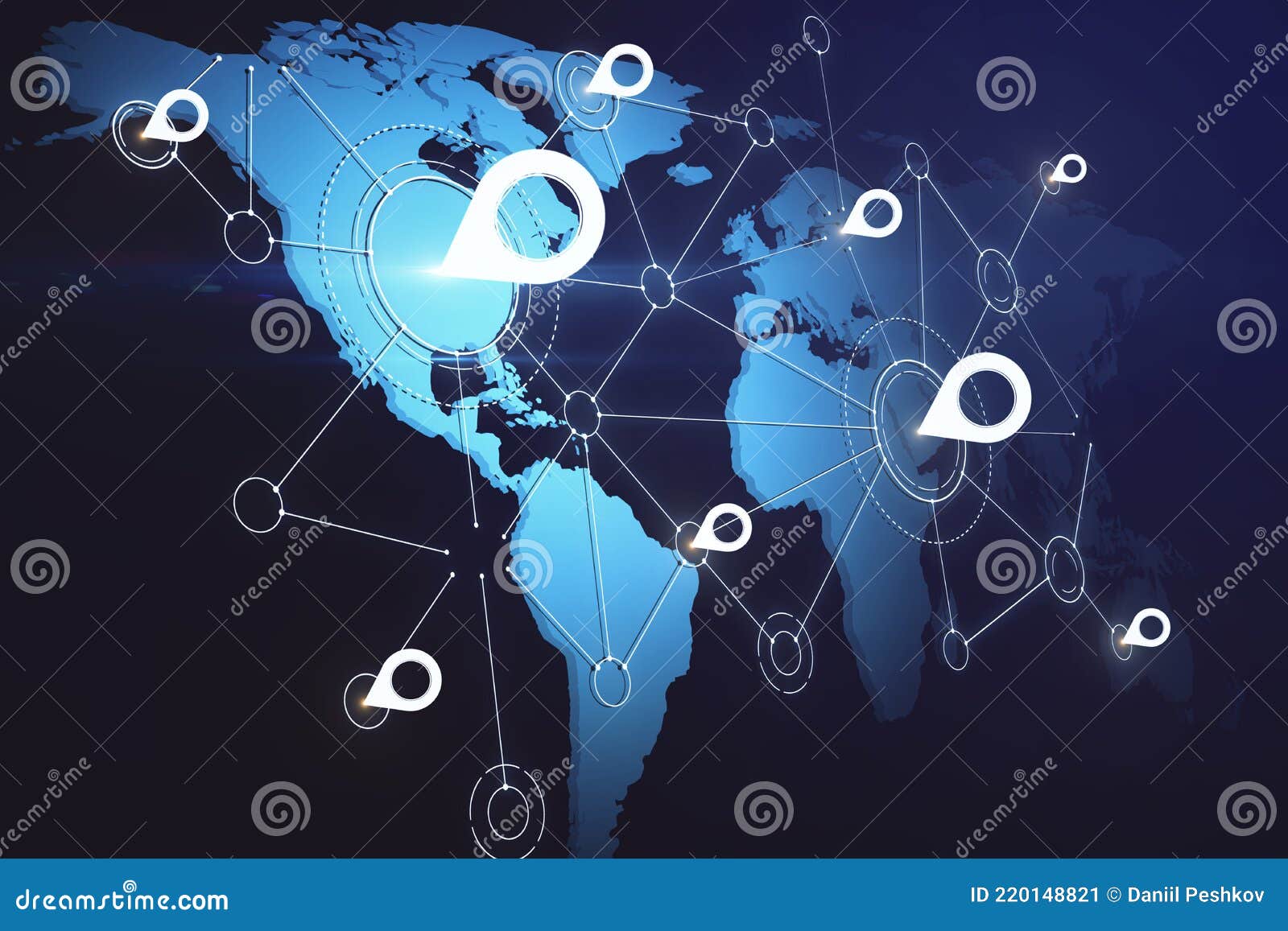 Navigation Concept with Perspective View on Digital Screen with Blue ...