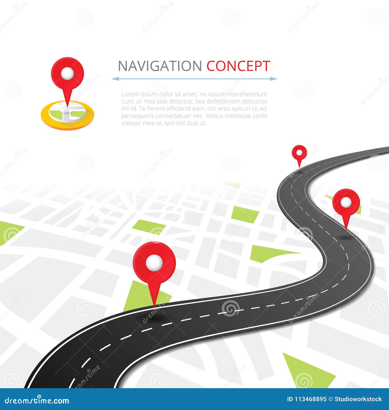Navigation Concept with Pin Pointer Stock Illustration - Illustration ...